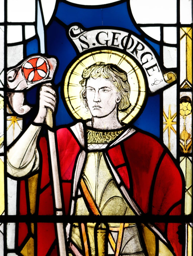 Antique Stained Glass Window of St George at 1stDibs