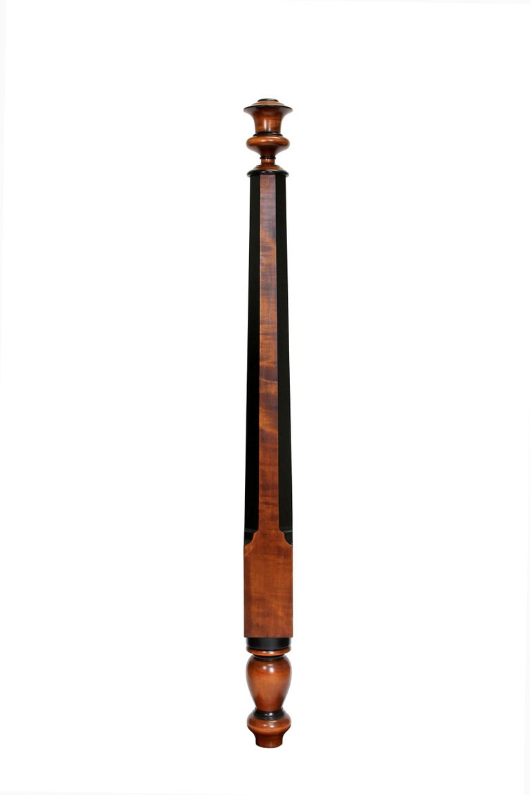 Antique Stained Tiger Maple Four Poster Bed, Rolltop Headboard by Scott ...