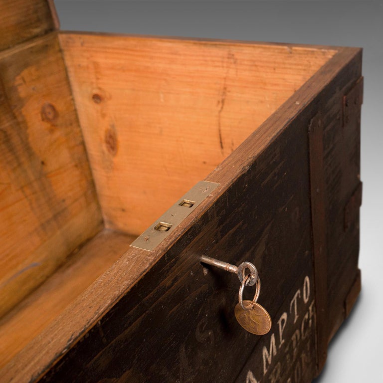 Antique Steamer Trunk, English, Pine, Iron, Carriage Chest, Victorian ...