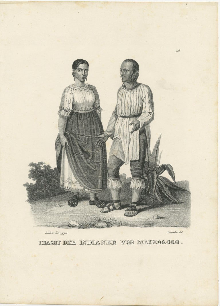 Antique Steel Engraved Print showing Natives of Michoacan, Mexico For ...