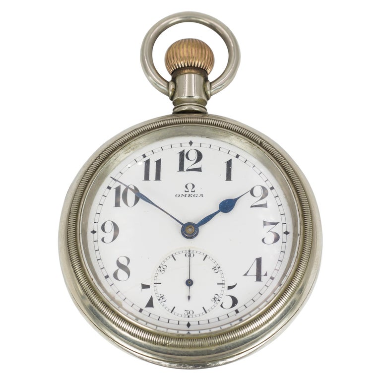 Antique Steel Omega Pocket Watch, Early 20th Century at 1stDibs