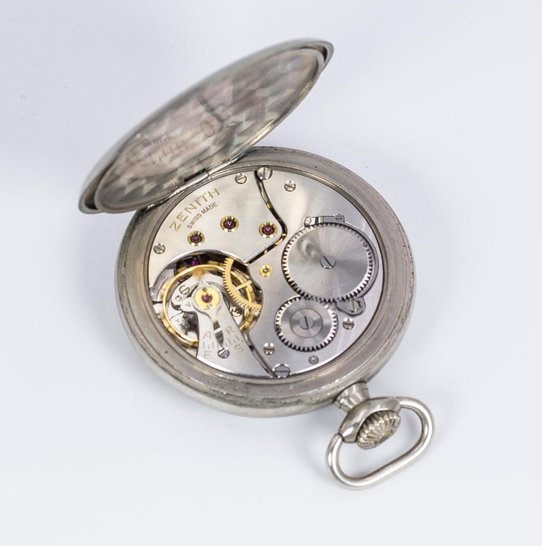 Antique Steel Zenith Pocket Watch, Early 20th Century For Sale at 1stDibs