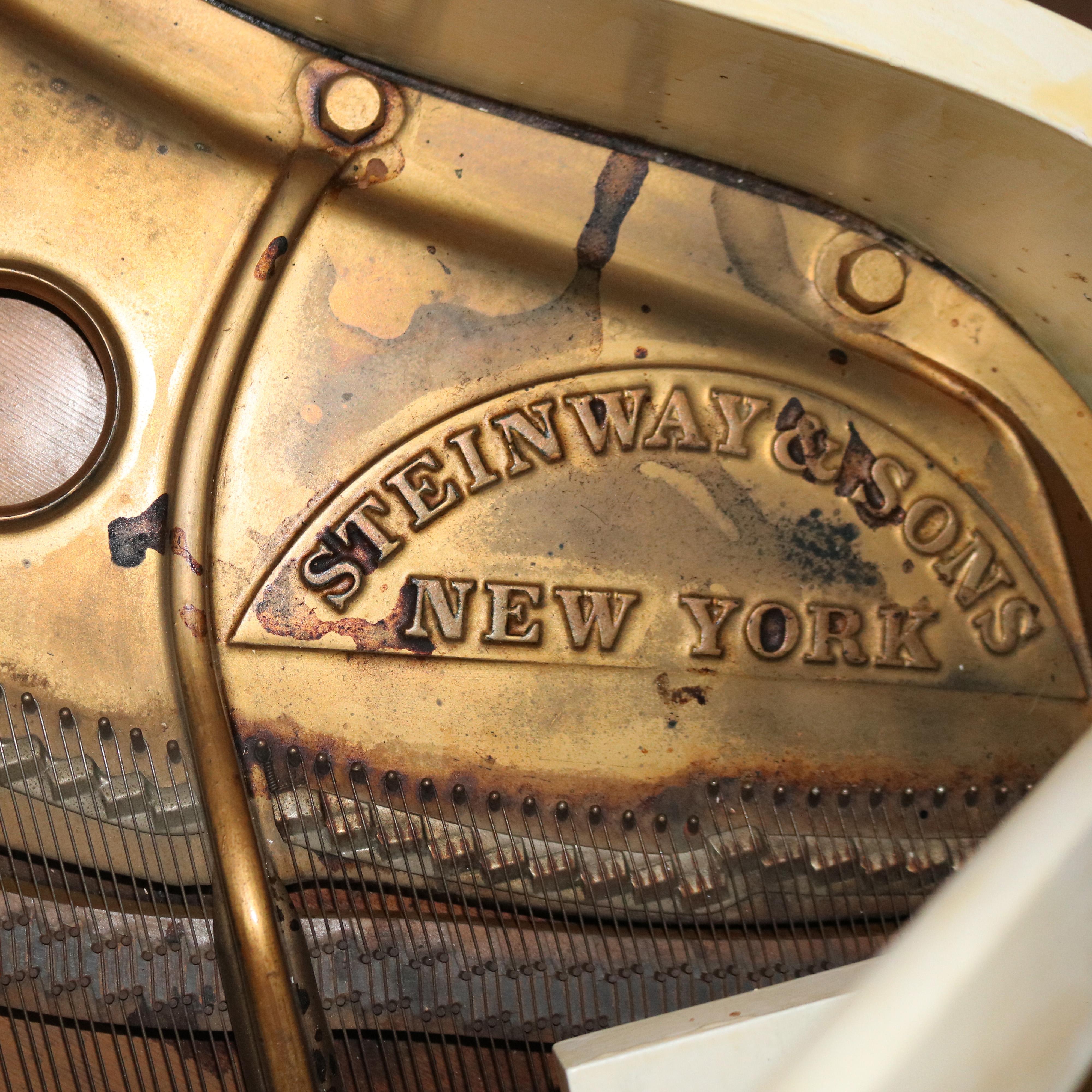 Antique Steinway Model M White and Custom Painted Baby Grand Piano with ...