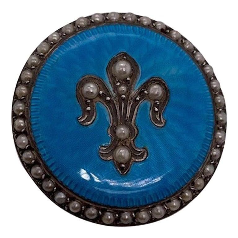 Sterling, Enamel and Pearl Pin For Sale at 1stDibs