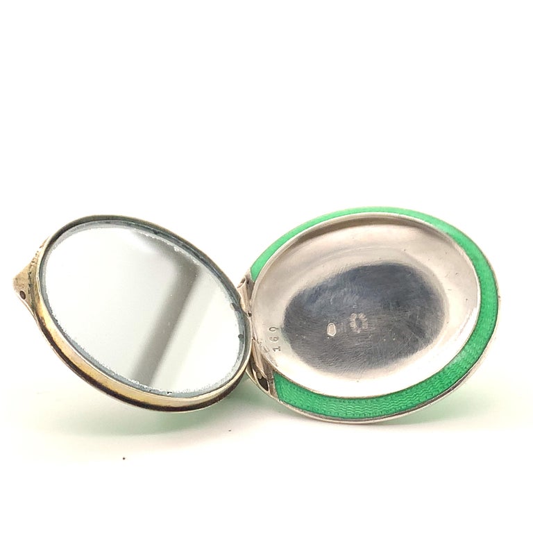 Antique Sterling Enamel Compact with Lovebirds at 1stDibs