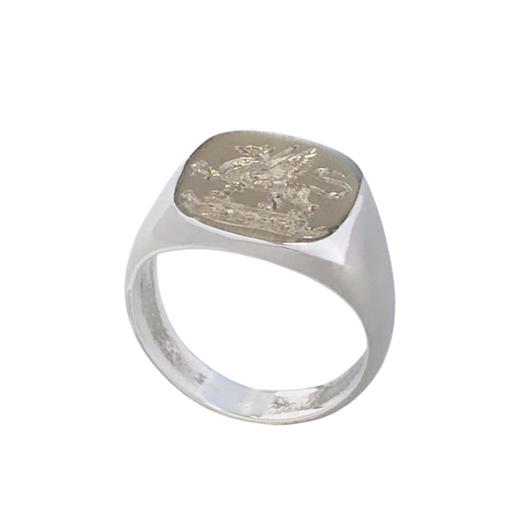 Antique Sterling Signet Ring at 1stDibs