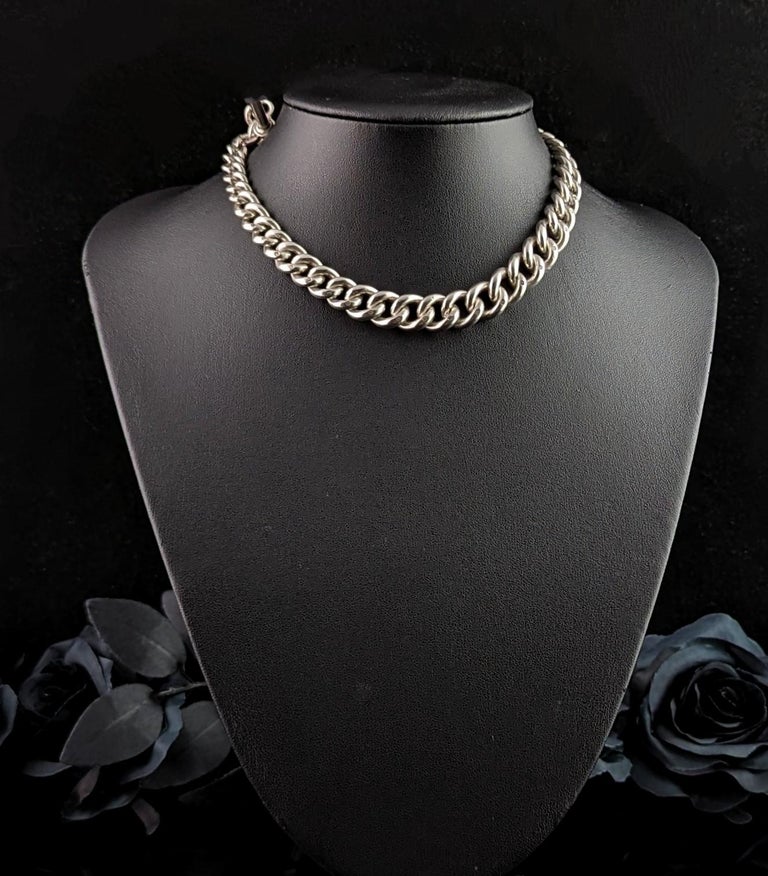Antique Sterling Silver Albert Chain, Heavy, Watch Chain For Sale at ...