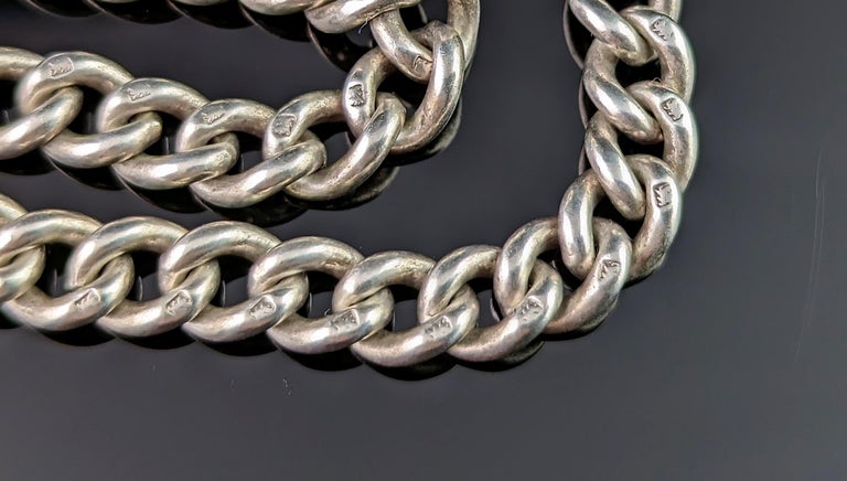 Antique Sterling Silver Albert Chain, Pocket Watch Chain, Victorian at ...