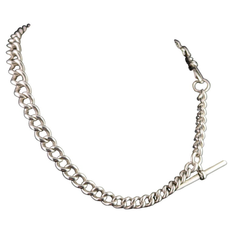 Antique Sterling silver Albert chain, watch chain, Victorian For Sale ...