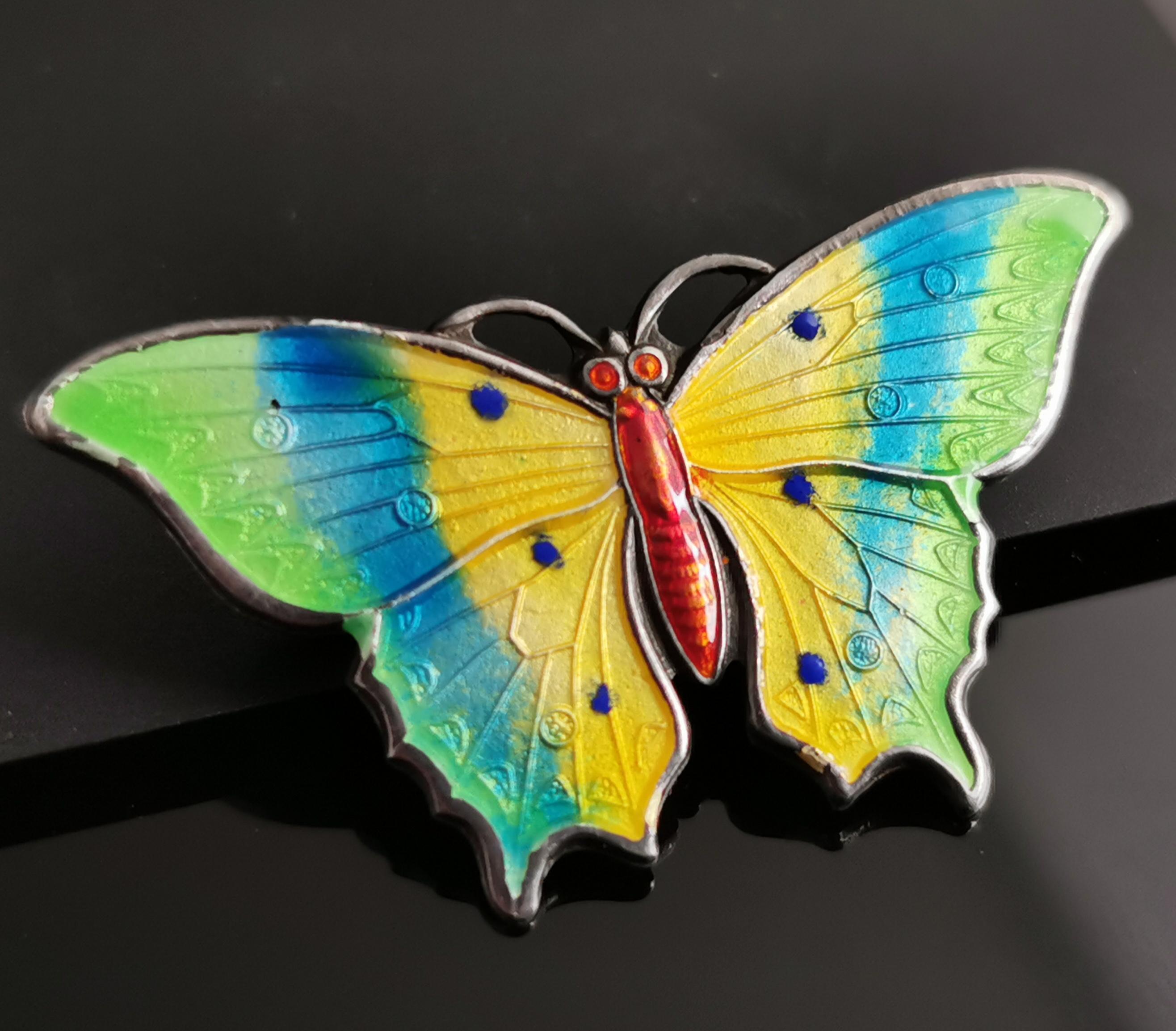 Antique Sterling Silver and Enamel Butterfly Brooch at 1stDibs | silver ...