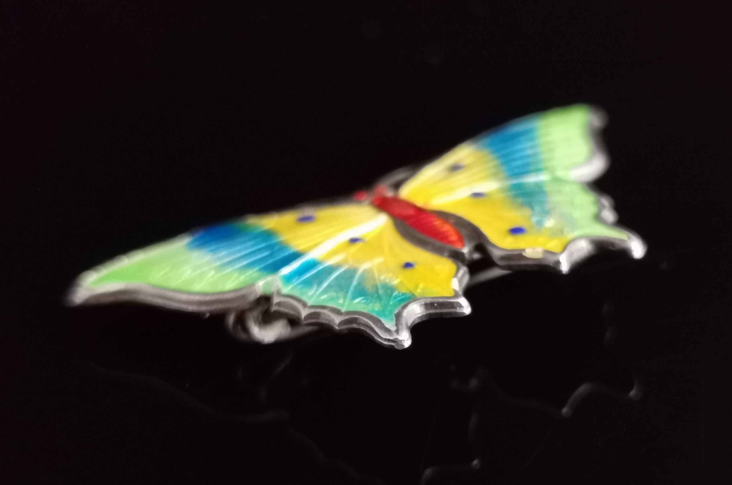 Antique Sterling Silver and Enamel Butterfly Brooch at 1stDibs | silver ...