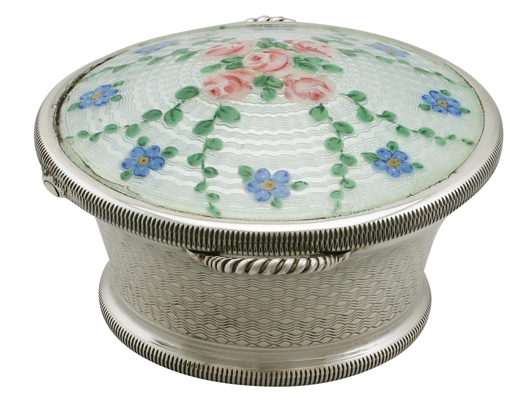 Antique Sterling Silver and Enamel Trinket Box by Levi and Salaman at ...