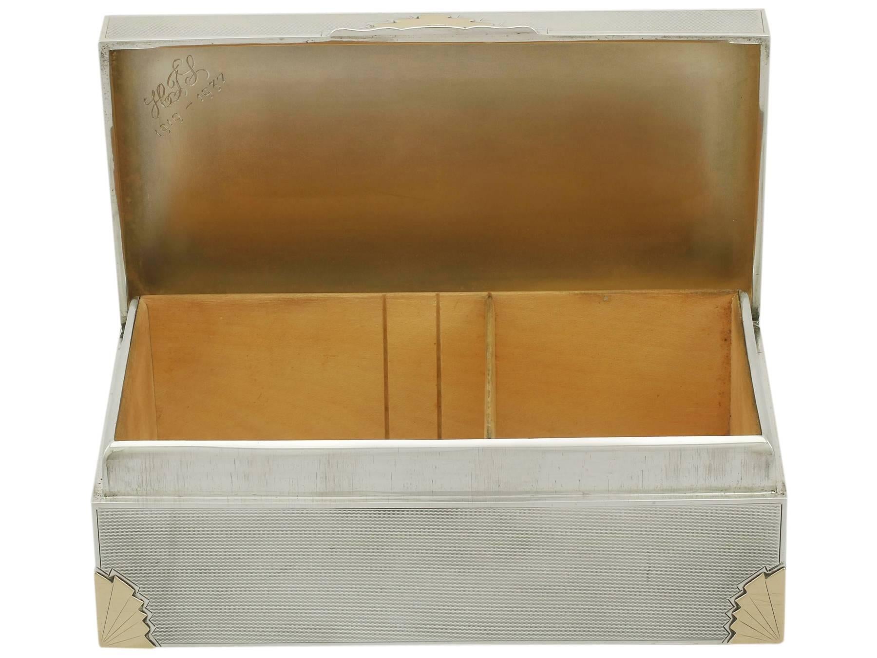 Antique Sterling Silver and Yellow Gold Cigar Box at 1stDibs