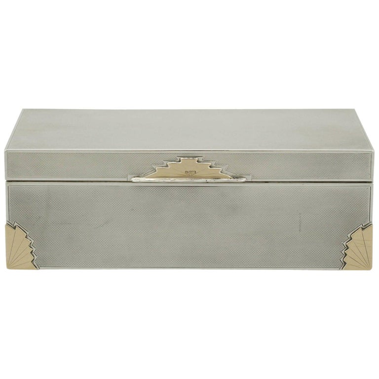 Antique Sterling Silver and Yellow Gold Cigar Box at 1stDibs