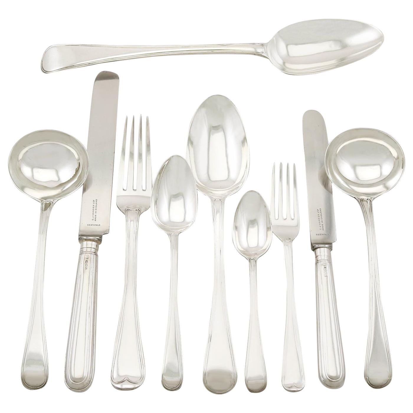 Antique and Vintage Sterling Silver Canteen of Cutlery for 12 Persons ...