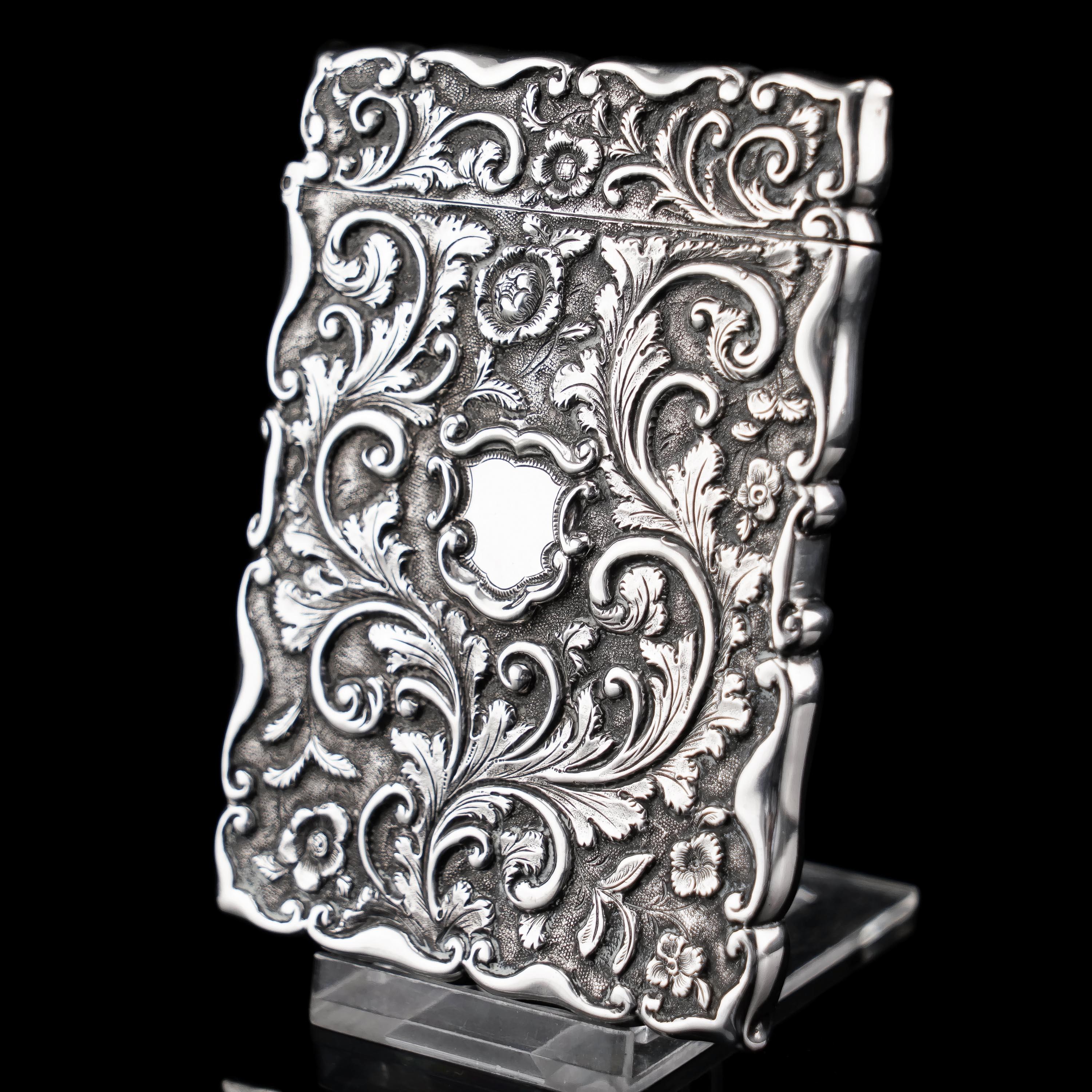 Antique Sterling Silver Card Case with High Relief Chasing - Aston and ...