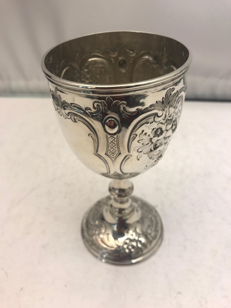 Antique Sterling Silver Chased Goblet at 1stDibs