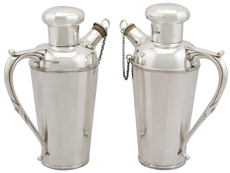Antique Art Deco Style Sterling Silver Cocktail Shakers For Sale at 1stDibs