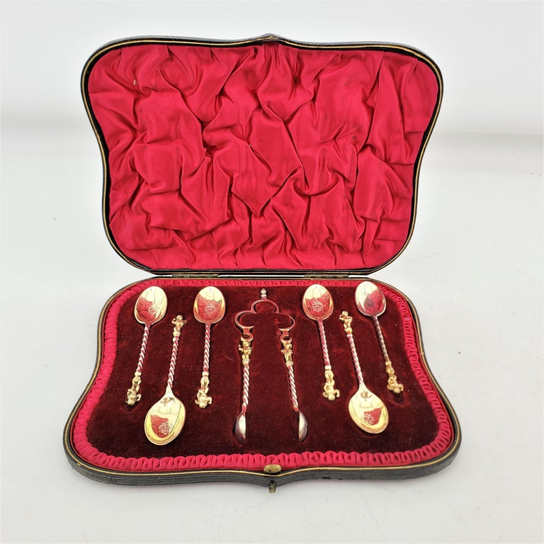 Antique Sterling Silver Coffee or Tea Spoon Set with Figural Handles ...