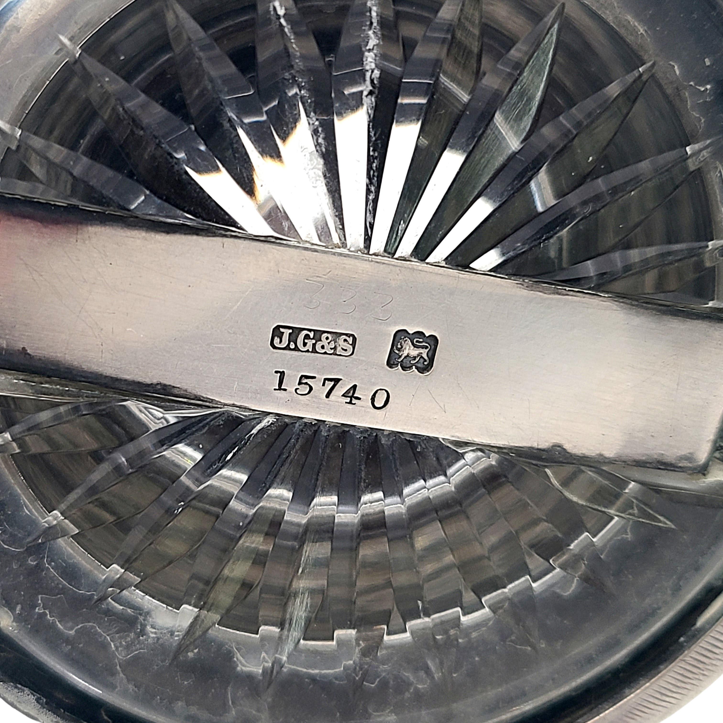 Sterling Silver Cut Glass Inkwell John Grinsell and Sons with Monogram ...