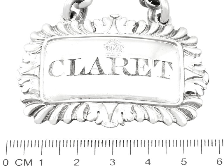 Antique Sterling Silver Decanter / Wine Bottle Labels For Sale at 1stDibs