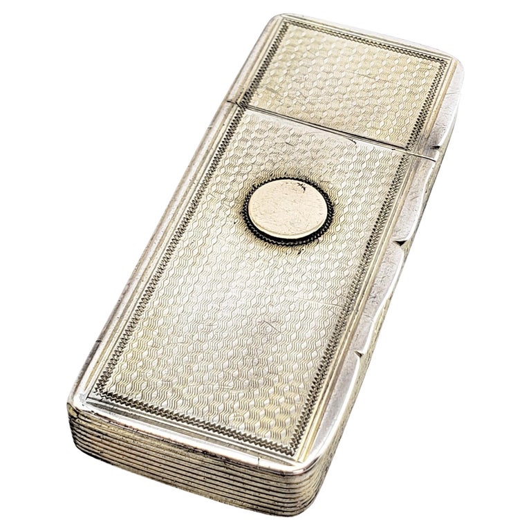 Antique Sterling Silver Double Snuff and Patch Box with Engine Turned ...