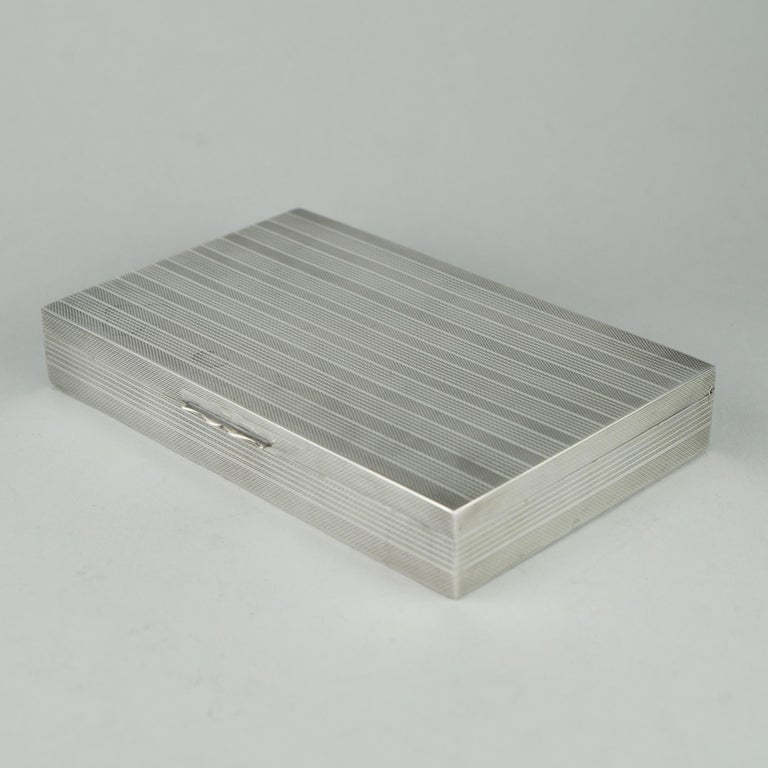 Antique Sterling Silver Engine Turned Large Box For Sale at 1stDibs
