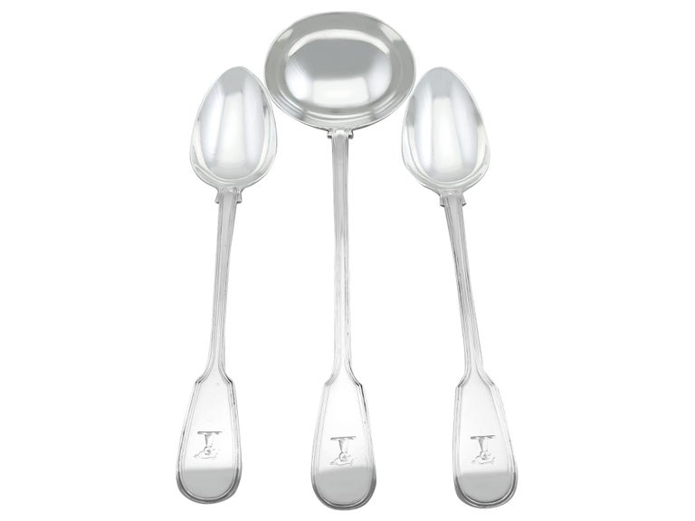 Antique Sterling Silver Fiddle and Thread Pattern Gravy Spoon and Sauce ...