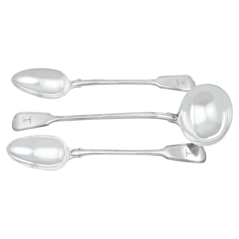 Antique Sterling Silver Fiddle and Thread Pattern Gravy Spoon and Sauce ...