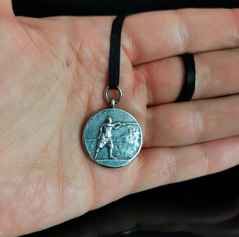 Antique Sterling Silver Fob Pendant, Watch Fob, Shooting For Sale at ...