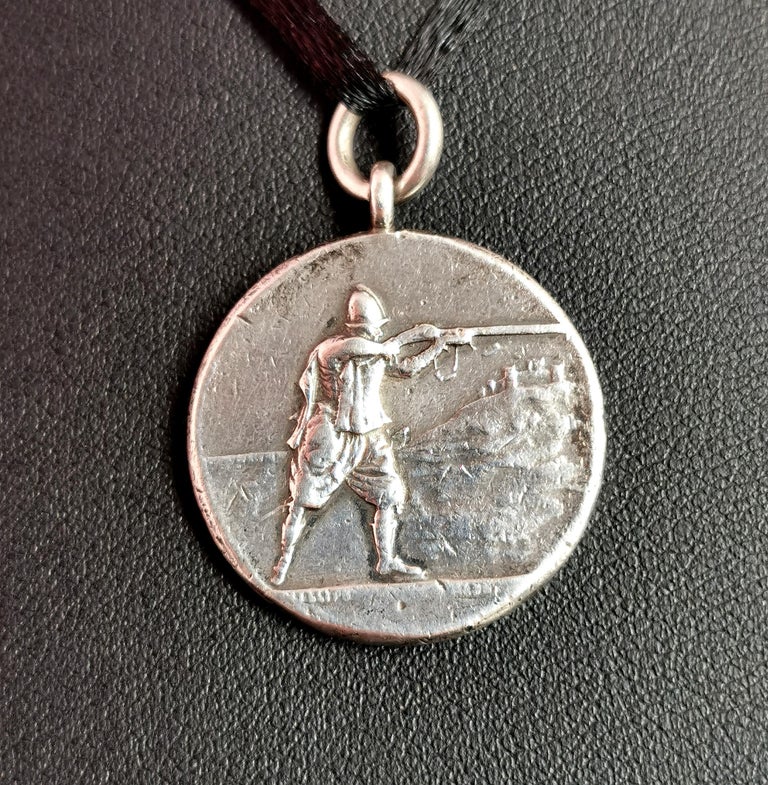 Antique Sterling Silver Fob Pendant, Watch Fob, Shooting For Sale at ...