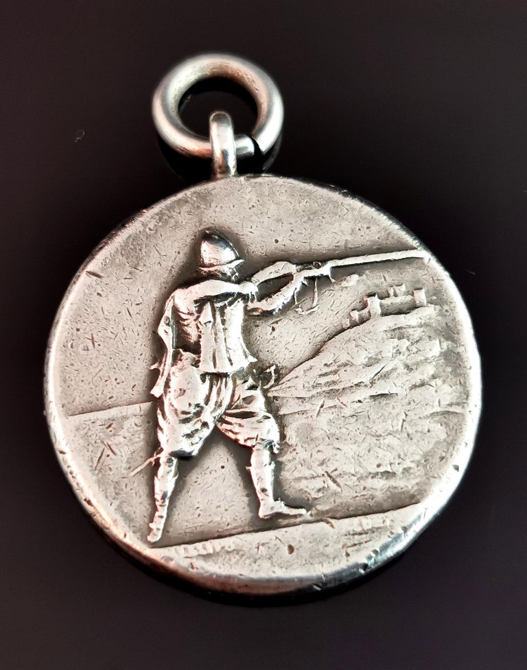 Antique Sterling Silver Fob Pendant, Watch Fob, Shooting For Sale at ...