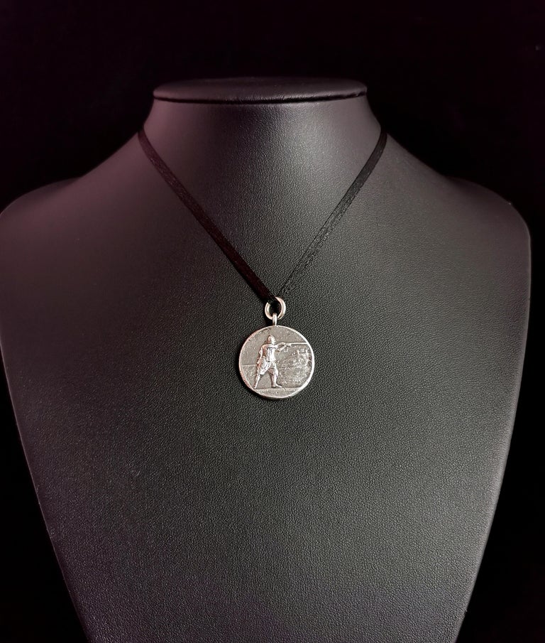 Antique Sterling Silver Fob Pendant, Watch Fob, Shooting For Sale at ...