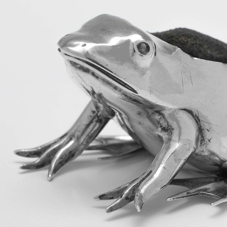Antique Sterling Silver Frog Pincushion, Sydney and Co., Birmingham ...