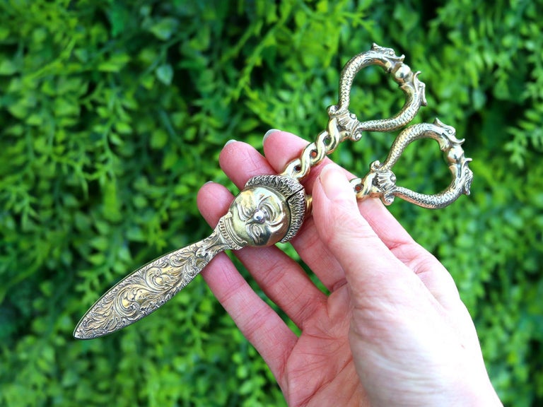 Antique Sterling Silver Gilt Grape Shears '1854' For Sale at 1stDibs