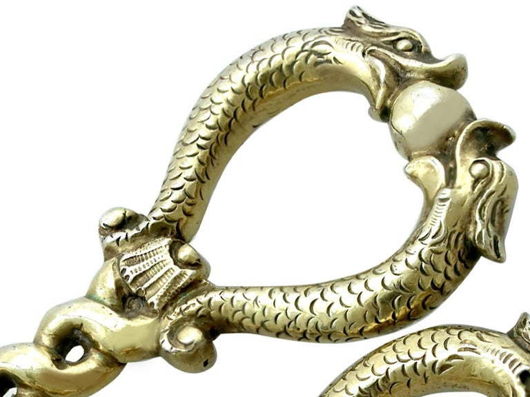 Antique Sterling Silver Gilt Grape Shears '1854' For Sale at 1stDibs