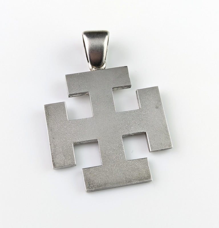 Antique Sterling silver Jerusalem cross pendant, Victorian at 1stDibs