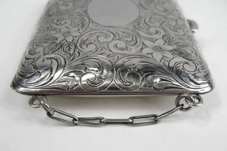 Antique Sterling Silver Mirror Card Coin Purse Compact Case nécessaire ...