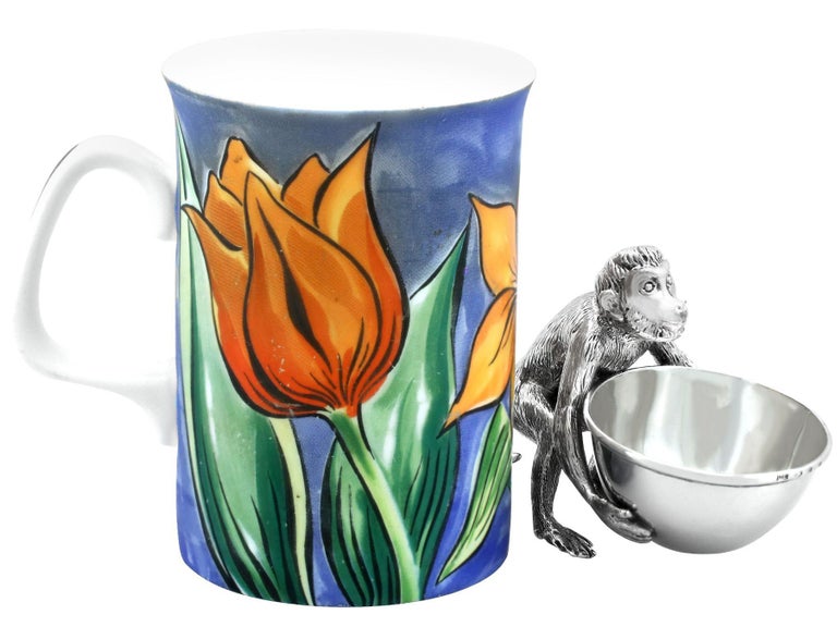 Lawrence Emanuel Antique Sterling Silver Monkey Bowl For Sale at 1stDibs