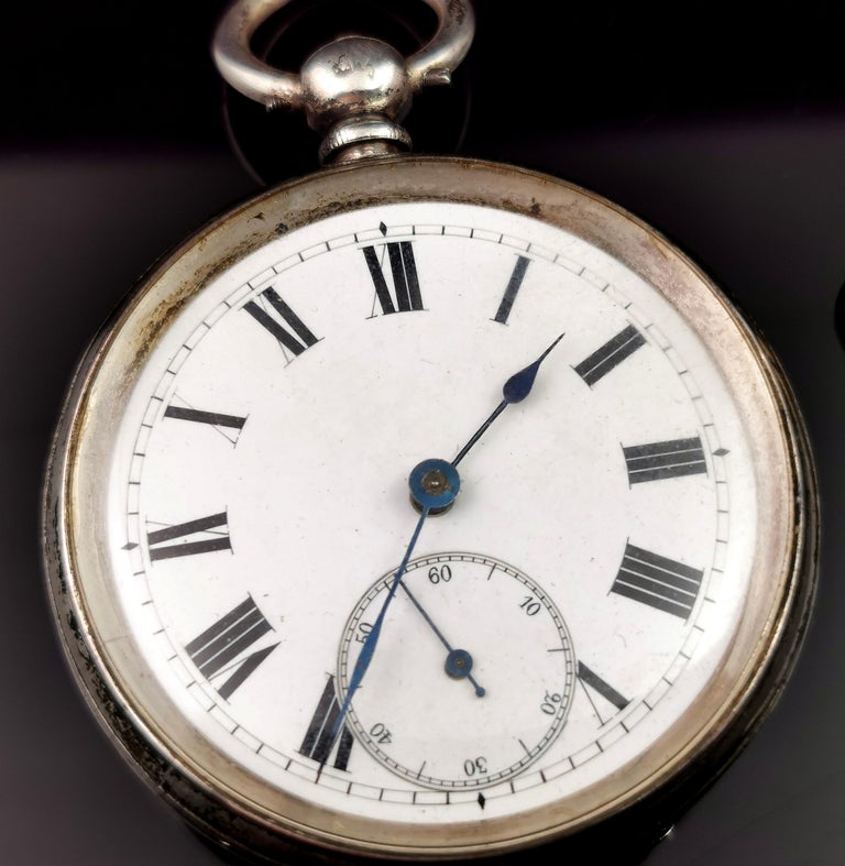 Antique Sterling Silver Pocket Watch, Victorian at 1stDibs