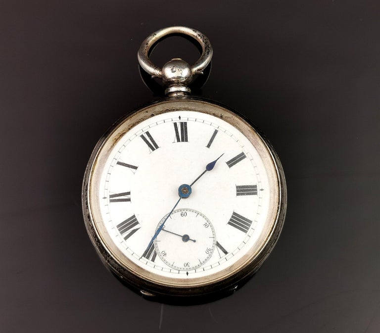 Antique Sterling Silver Pocket Watch, Victorian at 1stDibs