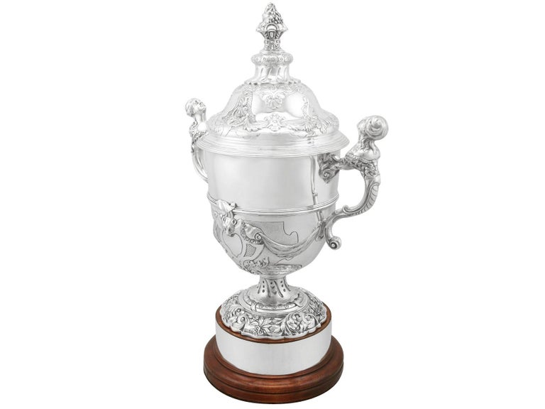 Antique Sterling Silver Presentation Cup and Cover For Sale at 1stDibs