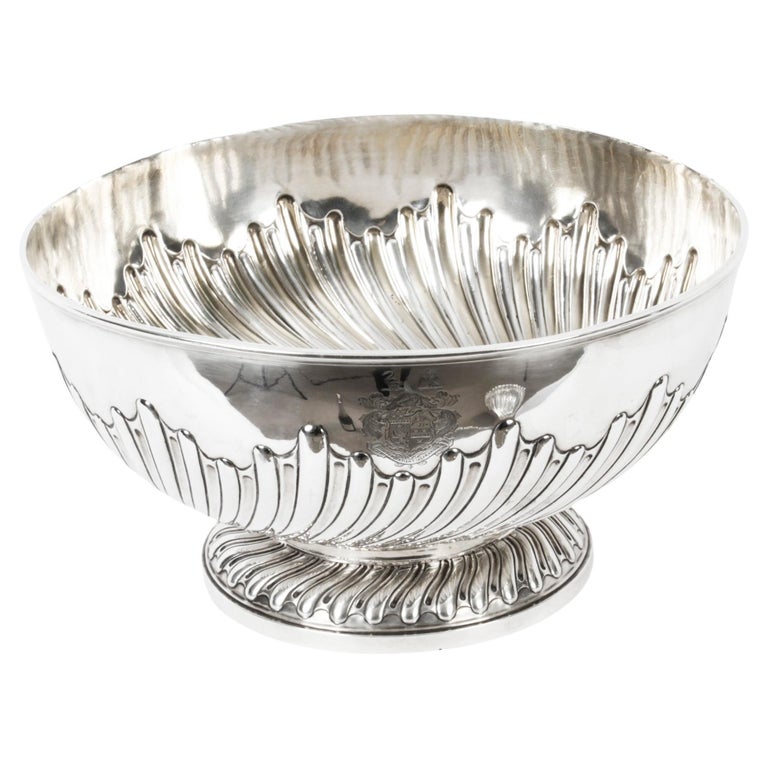Antique Sterling Silver Punch Bowl Walter Barnard 1892 19th C For Sale ...