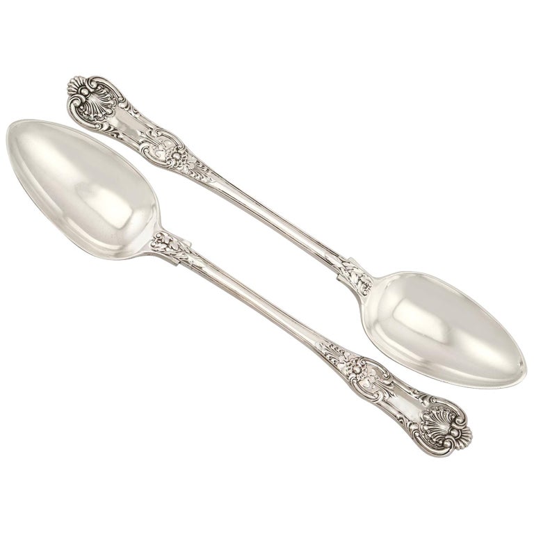 19th Century Antique Sterling Silver Queen's Pattern Gravy Spoons 1835 ...
