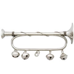 Antique Baby Rattle Whistle Sterling Silver with Mother of Pearl ...