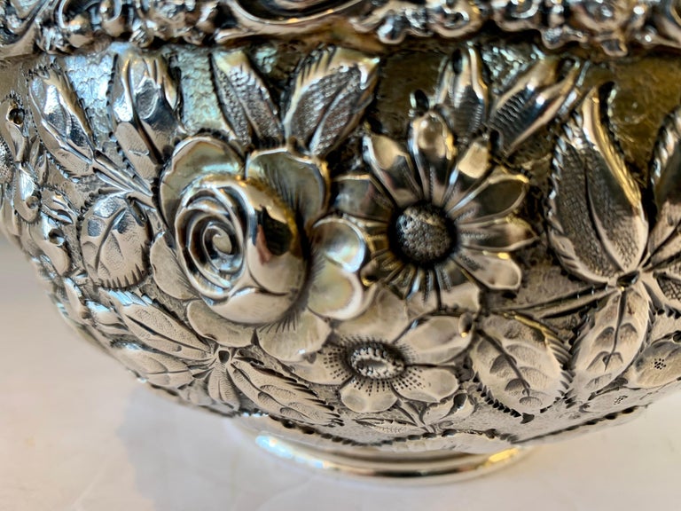 Antique Sterling Silver Repoussé Bowl For Sale at 1stDibs