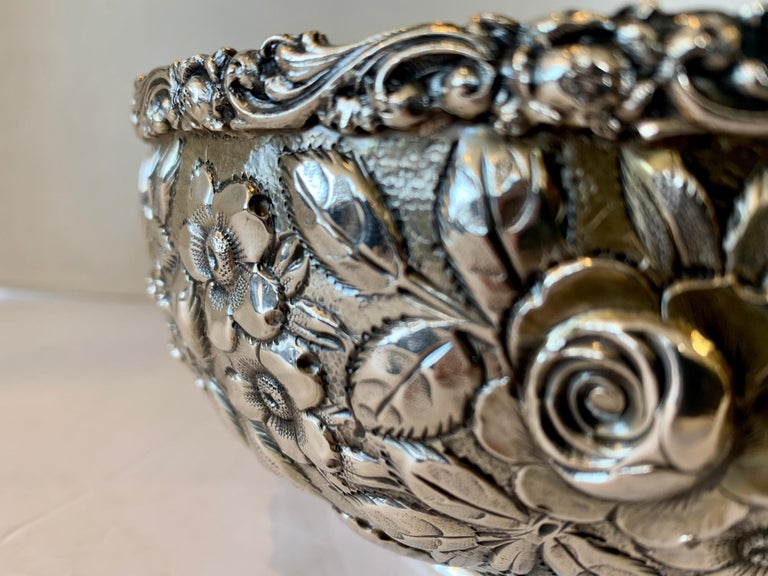 Antique Sterling Silver Repoussé Bowl at 1stDibs