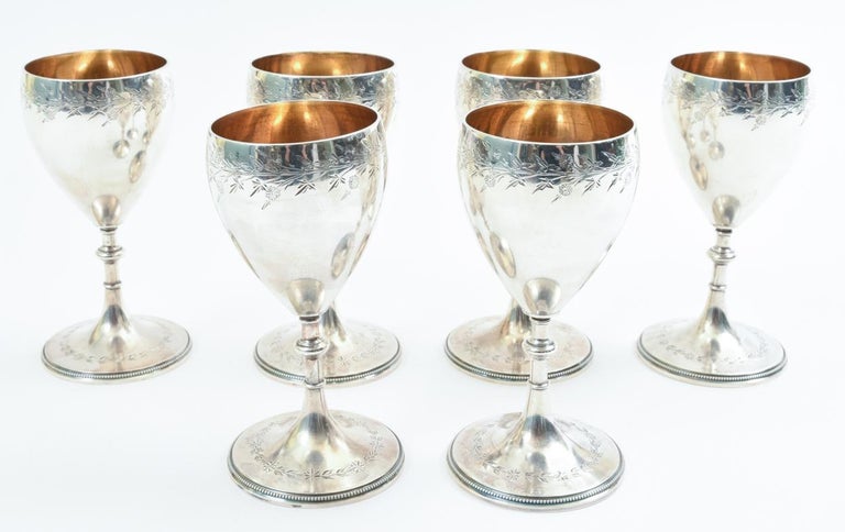 Antique Sterling Silver Set Six Barware Drinking Cups For Sale at ...