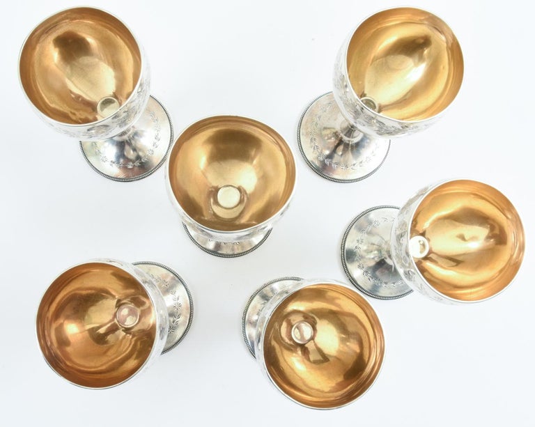 Antique Sterling Silver Set Six Barware Drinking Cups For Sale at ...
