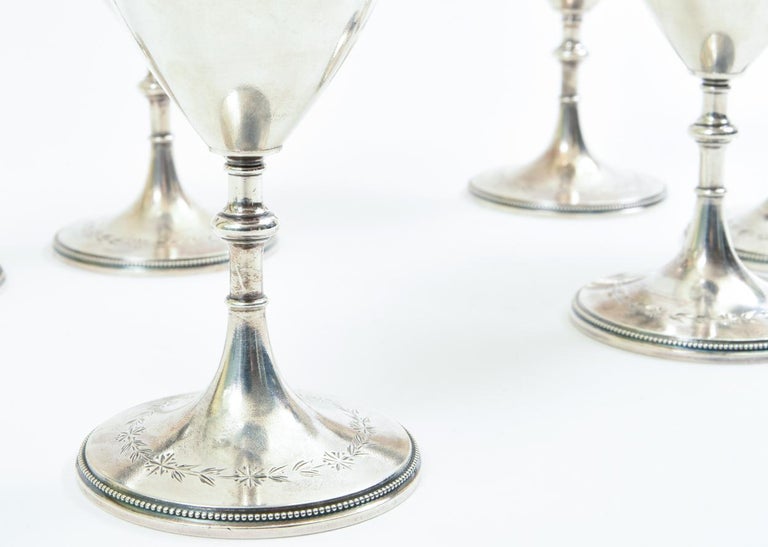 Antique Sterling Silver Set Six Barware Drinking Cups For Sale at ...